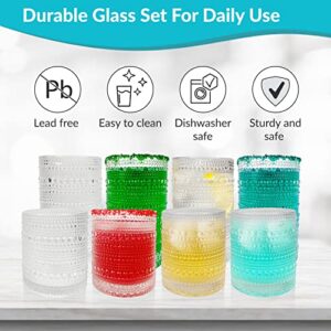 8-Piece Vintage Glassware Drinking Glasses Set with Old Fashioned Glass for Water, Beer, Soda, and Beverages, Dishwasher Safe, Small and Large