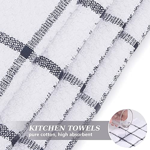 Oven Mitts and Kitchen Towels and Dishcloths Sets, 500 Degree Heat Resistant Kitchen Mitts and Pot Holders, Kitchen Washcloth Towel Set, Pure Cotton Kitchen Hand Towels Sets Hanging Loop 10PCS Gray