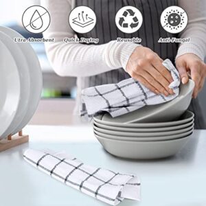 Oven Mitts and Kitchen Towels and Dishcloths Sets, 500 Degree Heat Resistant Kitchen Mitts and Pot Holders, Kitchen Washcloth Towel Set, Pure Cotton Kitchen Hand Towels Sets Hanging Loop 10PCS Gray