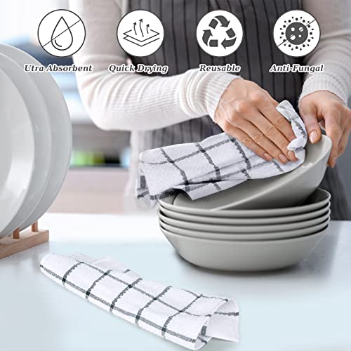 Oven Mitts and Kitchen Towels and Dishcloths Sets, 500 Degree Heat Resistant Kitchen Mitts and Pot Holders, Kitchen Washcloth Towel Set, Pure Cotton Kitchen Hand Towels Sets Hanging Loop 10PCS Gray