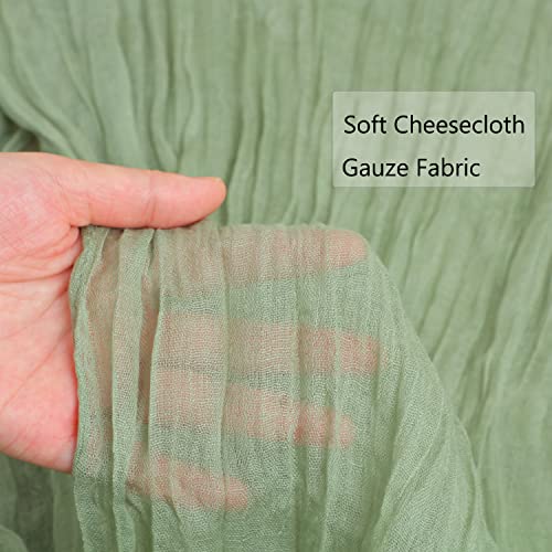 Snowkingdom 13Ft Sage Green Cheesecloth Table Runner, 160inch Long Cheese Cloth Boho Gauze Table Runner for Wedding Bridal Baby Shower Birthday Holiday Party Rustic Sheer Table Decorations