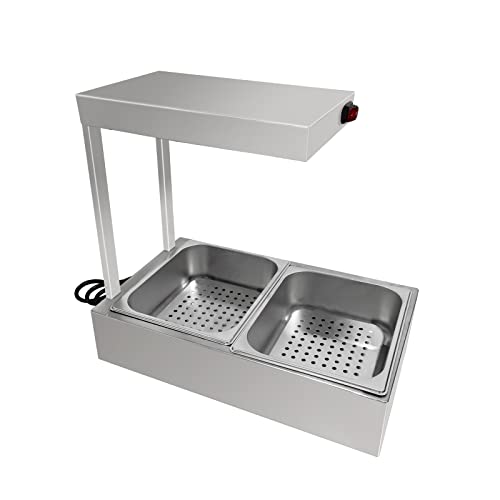 Infrared French Fry Warmer Overhead Heat Lamp Fry Warming Station with (2) Food Pan (DH-312)