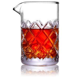 Eligara Cocktail Mixing Glass - 18 OZ Crystal Cocktail Stirring Glass, Thick Weighted Bottom - Bar Bartenders Tools Mixing Glass for Craft Bars & Professional Bartenders