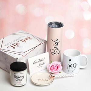 Bride To Be Gifts Box, Bridal Shower, Bachelorette Gifts For Bride, Engagement Gifts For Her, Wedding Gifts For Bride, Bachelor Party Gifts, Stainless Steel Tumbler Cup, Mug, Scented Candle - (Pink)