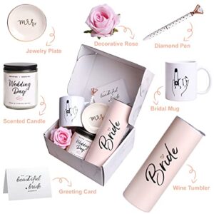 Bride To Be Gifts Box, Bridal Shower, Bachelorette Gifts For Bride, Engagement Gifts For Her, Wedding Gifts For Bride, Bachelor Party Gifts, Stainless Steel Tumbler Cup, Mug, Scented Candle - (Pink)