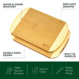 Bamboo Cutting Boards for Kitchen, Wood Chopping Boards with Juice Groove, Wooden Cutting Board for Vegetables, Fruit and Cheese | Charcuterie Serving Tray XL, 18” x 12”