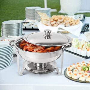 IMACONE Chafing Dish Buffet Set of 2 Pack, 5QT Round Stainless Steel Chafer for Catering, Upgraded Chafers and Buffet Warmer Sets with Food & Water Pan, Lid, Frame, Fuel Holder for Event Party Holiday