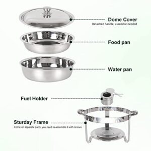 IMACONE Chafing Dish Buffet Set of 2 Pack, 5QT Round Stainless Steel Chafer for Catering, Upgraded Chafers and Buffet Warmer Sets with Food & Water Pan, Lid, Frame, Fuel Holder for Event Party Holiday