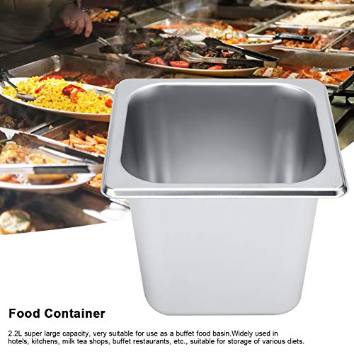 Steam Pan,Steamer Table Chafer Pan,2.2L Square Food Bowl Buffet Basin Plate Stainless Steel Food Container for Buffet, Catering,15cm Height