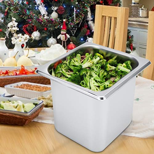 Steam Pan,Steamer Table Chafer Pan,2.2L Square Food Bowl Buffet Basin Plate Stainless Steel Food Container for Buffet, Catering,15cm Height