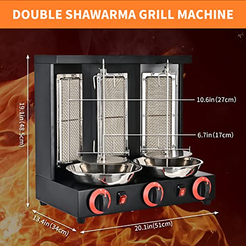 Lifancy Shawarma Machine Commercial, Automatic Vertical Broiler with 3 Burners,Free Meat Catch Pan, Adjustable Temperature(220°F-572°F) 360° Rotating, for Household, Commercial, Party,110V