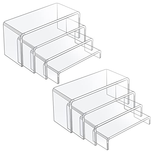 ADISEN Acrylic Risers for Display, Clear Acrylic Riser Display Stands, 8 Pcs Acrylic Display Risers for Show Funko Pop Figures, Cupcake, Jewelry, Candle, Toys, Perfume and More