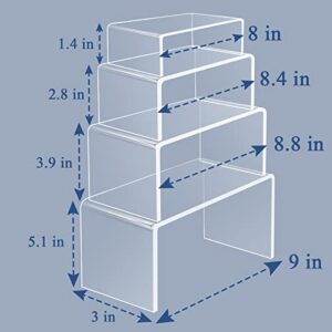 ADISEN Acrylic Risers for Display, Clear Acrylic Riser Display Stands, 8 Pcs Acrylic Display Risers for Show Funko Pop Figures, Cupcake, Jewelry, Candle, Toys, Perfume and More