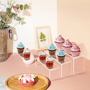 ADISEN Acrylic Risers for Display, Clear Acrylic Riser Display Stands, 8 Pcs Acrylic Display Risers for Show Funko Pop Figures, Cupcake, Jewelry, Candle, Toys, Perfume and More