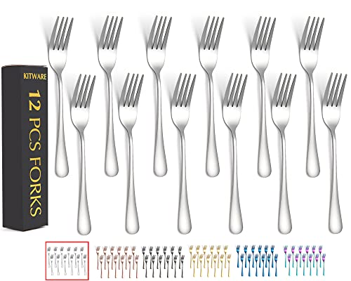 Silver Salad Forks Set of 12 pieces，Stainless Steel Flatware Forks 6.8 inch，Mirror Polish Small Utensils, New Kitchen Essentials Cutlery Set Dishwasher Safe