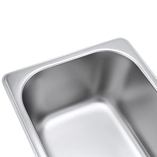 HEIHAK 6 Pack 1/3 Size 4" Deep Steam Table Pan, Stainless Steel Anti-Jam Steam Table Hotel Pan for Restaurant Family Events Personal Catering Use, 12.8 x 6.88 x 4 Inch