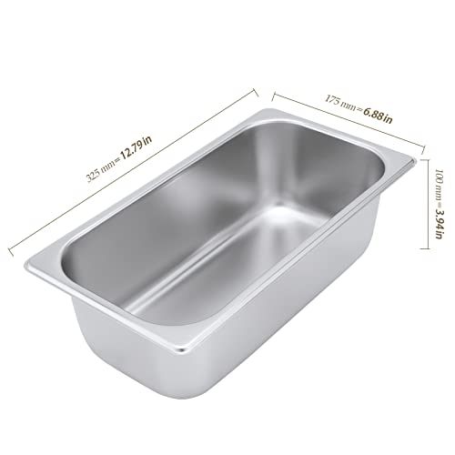 HEIHAK 6 Pack 1/3 Size 4" Deep Steam Table Pan, Stainless Steel Anti-Jam Steam Table Hotel Pan for Restaurant Family Events Personal Catering Use, 12.8 x 6.88 x 4 Inch