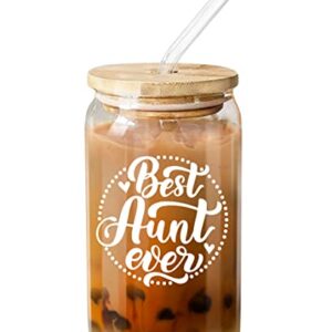 NewEleven Aunt Gifts - Gifts For Aunt From Niece, Nephew - Birthday Gifts For Aunt, New Aunt, Auntie - Best Gifts For Aunt, Auntie, Aunt Announcement, Promoted To Aunt - 16 Oz Coffee Glass