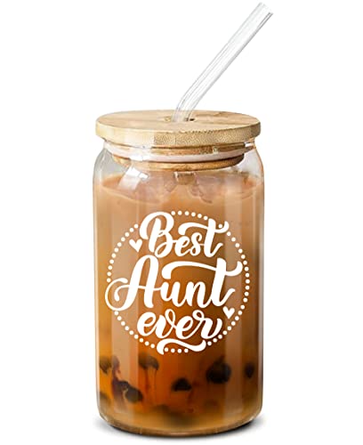 NewEleven Aunt Gifts - Gifts For Aunt From Niece, Nephew - Birthday Gifts For Aunt, New Aunt, Auntie - Best Gifts For Aunt, Auntie, Aunt Announcement, Promoted To Aunt - 16 Oz Coffee Glass