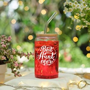 NewEleven Aunt Gifts - Gifts For Aunt From Niece, Nephew - Birthday Gifts For Aunt, New Aunt, Auntie - Best Gifts For Aunt, Auntie, Aunt Announcement, Promoted To Aunt - 16 Oz Coffee Glass