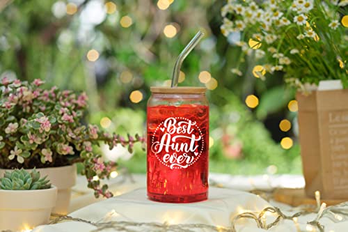 NewEleven Aunt Gifts - Gifts For Aunt From Niece, Nephew - Birthday Gifts For Aunt, New Aunt, Auntie - Best Gifts For Aunt, Auntie, Aunt Announcement, Promoted To Aunt - 16 Oz Coffee Glass