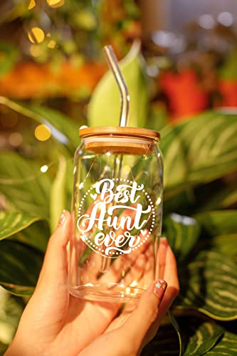 NewEleven Aunt Gifts - Gifts For Aunt From Niece, Nephew - Birthday Gifts For Aunt, New Aunt, Auntie - Best Gifts For Aunt, Auntie, Aunt Announcement, Promoted To Aunt - 16 Oz Coffee Glass