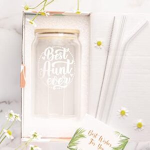 NewEleven Aunt Gifts - Gifts For Aunt From Niece, Nephew - Birthday Gifts For Aunt, New Aunt, Auntie - Best Gifts For Aunt, Auntie, Aunt Announcement, Promoted To Aunt - 16 Oz Coffee Glass