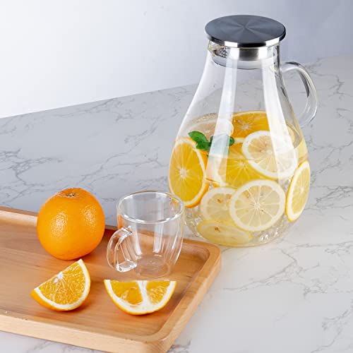 YUNCANG Glass Pitcher with Lid - Water Carafe 108 oz - 3000ML Iced Tea, Juice, Milk, Coffee, Lemonade - Borosilicate Boiling Glassware - Hot & Cold Beverages