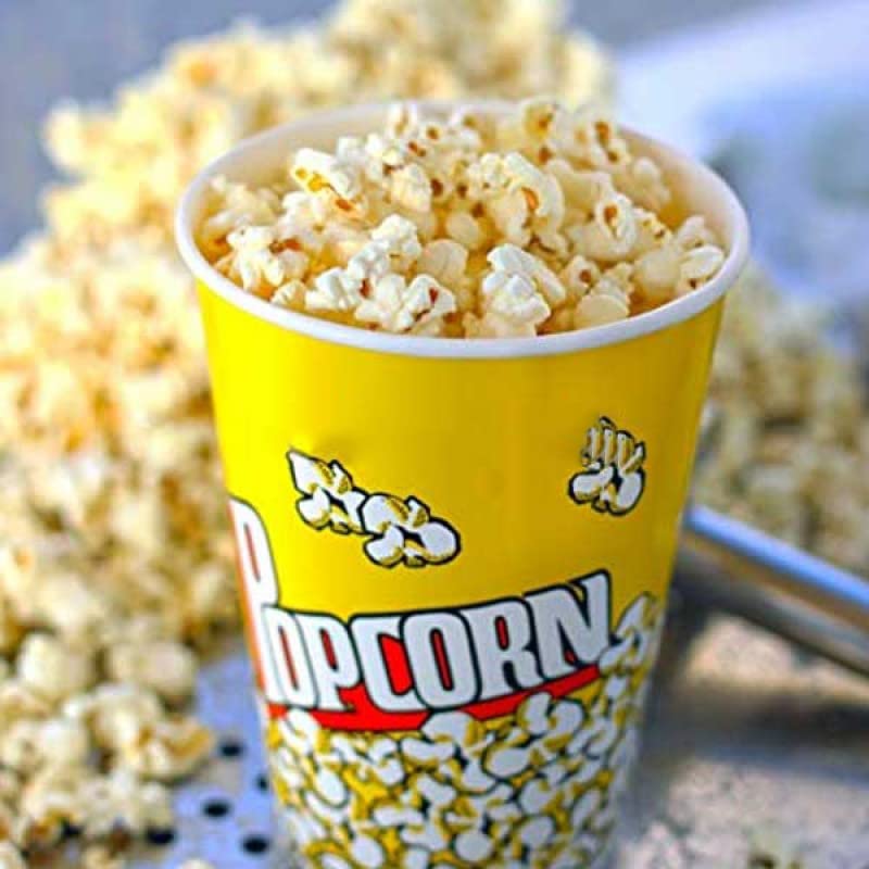 BLUFEU [50 Pack] 32 Oz Popcorn Buckets Disposable – Leakproof & Sturdy Popcorn Container – Large Popcorn Cups Disposable | Popcorn Bowls for Family Movie Night, Carnival theme parties, Movie theater