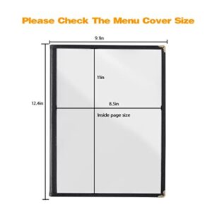 2PCS Menu Covers 8.5" x 11" Restaurant Menu Holder 4 Page 8 View Transparent Menu Sleeve,Fits A4 Size Paper for Restaurant Menu Home Project Office Daily Paper Chores and etc(Black)