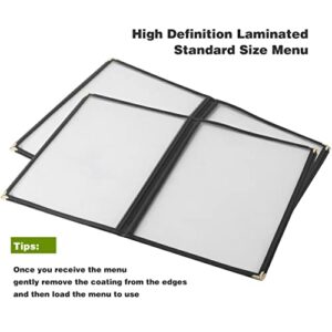 2PCS Menu Covers 8.5" x 11" Restaurant Menu Holder 4 Page 8 View Transparent Menu Sleeve,Fits A4 Size Paper for Restaurant Menu Home Project Office Daily Paper Chores and etc(Black)