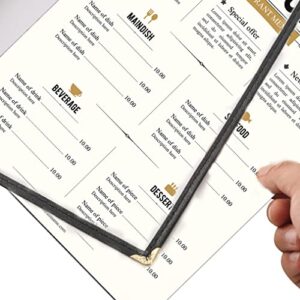 2PCS Menu Covers 8.5" x 11" Restaurant Menu Holder 4 Page 8 View Transparent Menu Sleeve,Fits A4 Size Paper for Restaurant Menu Home Project Office Daily Paper Chores and etc(Black)