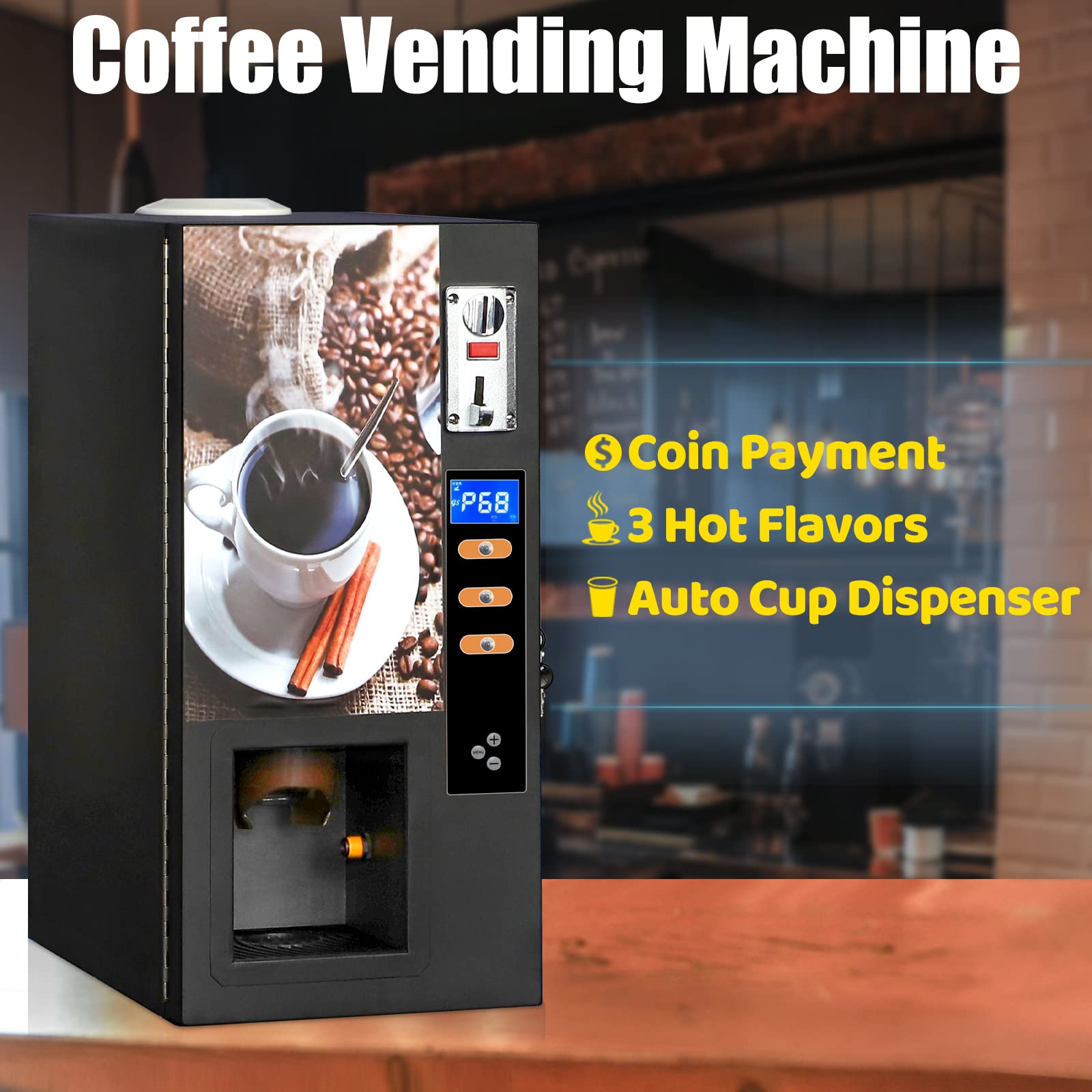 RXFSP Smart Commercial Fully Automatic Table type Self Coin Payment 3 Flavor Instant Hot Coffee Vending Machine Tea Milk