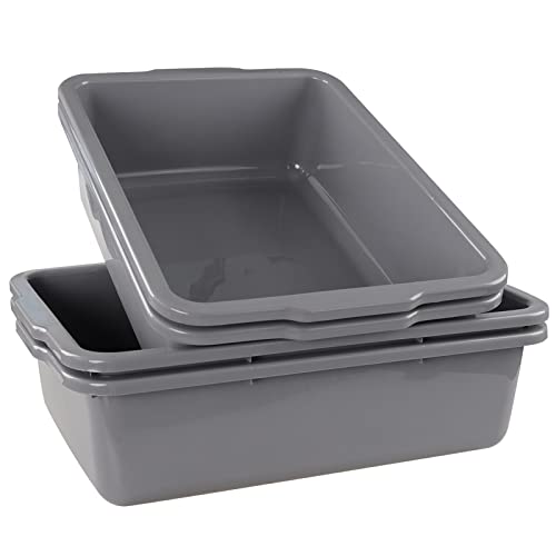 Jekiyo 32 L Large Commercial Bus Tubs, Gray Bus Tote Box Restaurant, 4 Packs