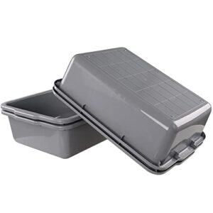 Jekiyo 32 L Large Commercial Bus Tubs, Gray Bus Tote Box Restaurant, 4 Packs