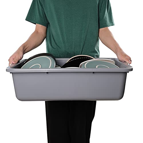 Jekiyo 32 L Large Commercial Bus Tubs, Gray Bus Tote Box Restaurant, 4 Packs