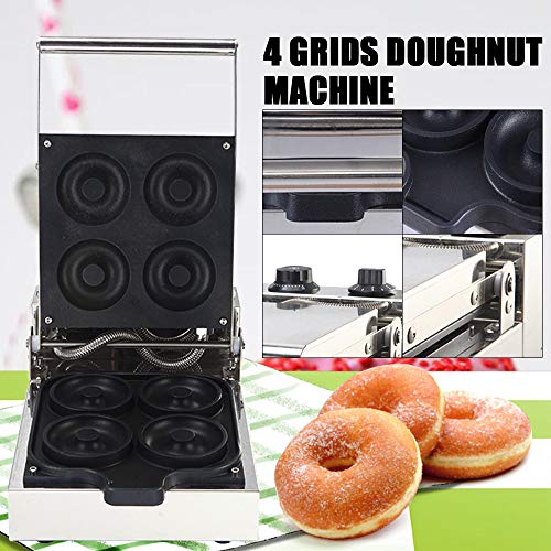 Donut Maker Machine 4 Pieces Electric Doughnut Baker Maker Machine 110V 1100W Commercial Use Nonstick, Temperature 122-572℉,Commercial Waffle for Restaurant and Home Use