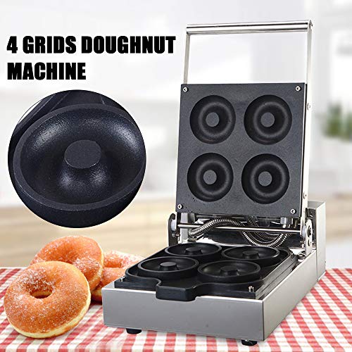 Donut Maker Machine 4 Pieces Electric Doughnut Baker Maker Machine 110V 1100W Commercial Use Nonstick, Temperature 122-572℉,Commercial Waffle for Restaurant and Home Use