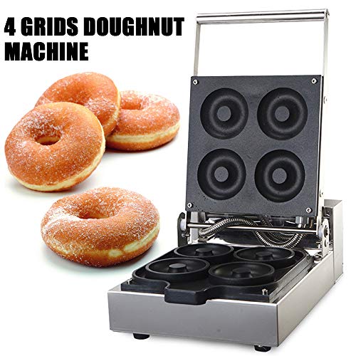 Donut Maker Machine 4 Pieces Electric Doughnut Baker Maker Machine 110V 1100W Commercial Use Nonstick, Temperature 122-572℉,Commercial Waffle for Restaurant and Home Use