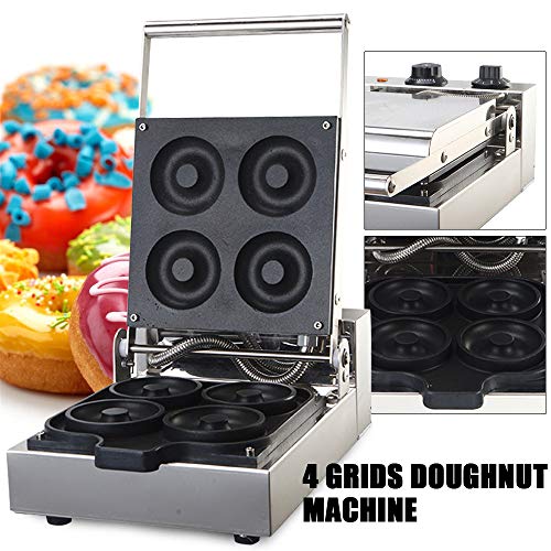 Donut Maker Machine 4 Pieces Electric Doughnut Baker Maker Machine 110V 1100W Commercial Use Nonstick, Temperature 122-572℉,Commercial Waffle for Restaurant and Home Use