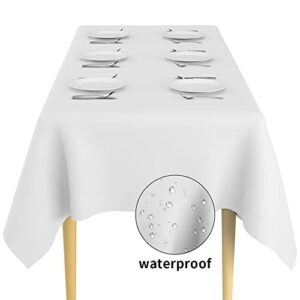 Table Cloth, White Table Cloth, Plastic Table Cloths for Parties Disposable, 54" x 108" Table Clothes for Rectangle Tables, Disposable Rectangle Table Cloth, Decorative Waterproof Table Cover 2 Pack