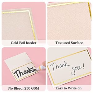 KraftiSky 100 Pack Place Cards for Table Setting with Gold Foil Border Table Tent Cards for Seating Perfect for Weddings, Dinner Parties, Banquets 2” x 3.5”