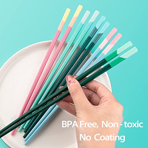 Chopsticks Dishwasher Safe Chopsticks Reusable, 9.6 inch/24.3cm Matte Non-Slip Fiberglass Chop Sticks, Chinese Chopstick, Morandi Colorful-5 Pairs