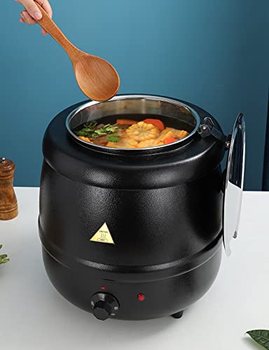 Commercial Soup Kettle Warmer,11 Qt Countertop Food Kettle Warmer with Hinged Lid and Detachable Stainless Steel Insert Pot for Restaurant, Party, Buffet, Catering