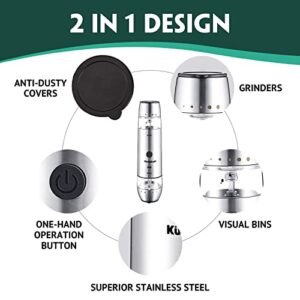 KucheCraft 2 in 1 Electric Salt and Pepper Grinder Rechargeable, Automatic Pepper Grinder Refillable and Sea Salt Mill, Stainless Steel Pepper Mill Grinder with Upgraded Grinding Precision