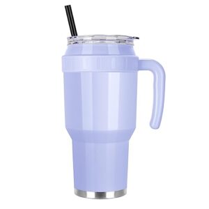 vqrrcki 40 oz tumbler with handle and straw - stainless steel insulated tumbler with 2 in 1 lid - keep cold for 24 hours or hot for 10 hours - glacier blue