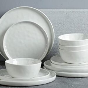 Famiware Mars Plates and Bowls Set, 12 Pieces Dinnerware Sets, Dishes Set for 4, White