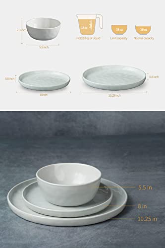 Famiware Mars Plates and Bowls Set, 12 Pieces Dinnerware Sets, Dishes Set for 4, White