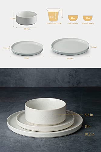 Famiware Plates and Bowls Set, 12 Pieces Dinnerware Sets, Dishes Set for 4, White