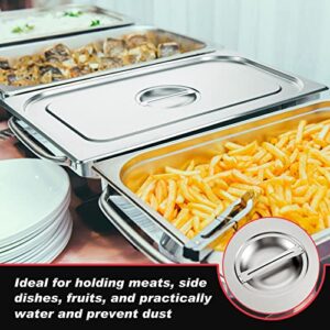 8 Pack Steam Table Pan Covers Full Size Hotel Pans Covers with Handle 0.8 mm Thick Stainless Steel 20.8"L x 12.8"W Commercial Food Pan Lid for Steam Food Pan, Buffet Pan, Roasting Pan